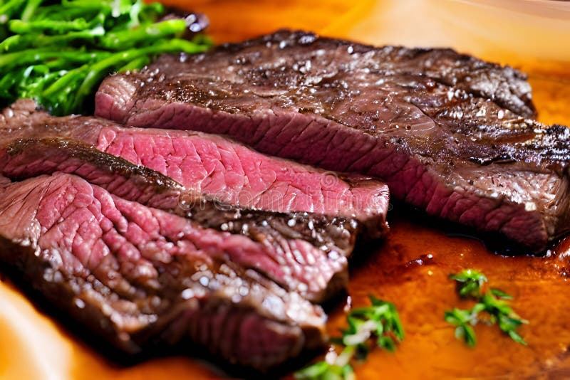 Closeup of a Juicy Medium Rare Beef Steak Served with Parsley Stock ...