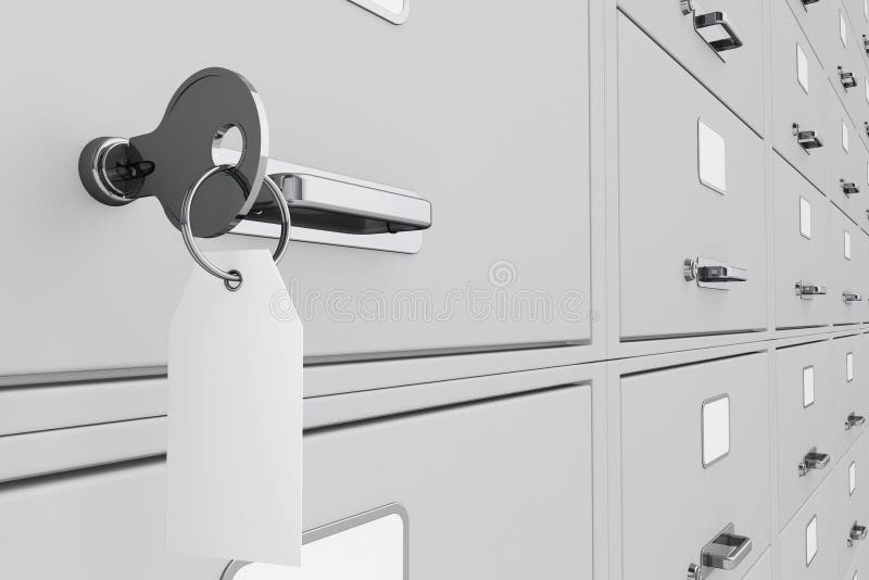 Key with Blank Tag in a Deposit Box Stock Photo - Image of bank ...