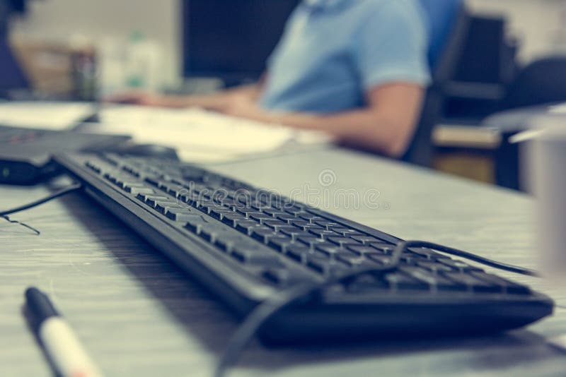 Closeup on Keyboard in Office. Stock Image - Image of hands, copywrite ...