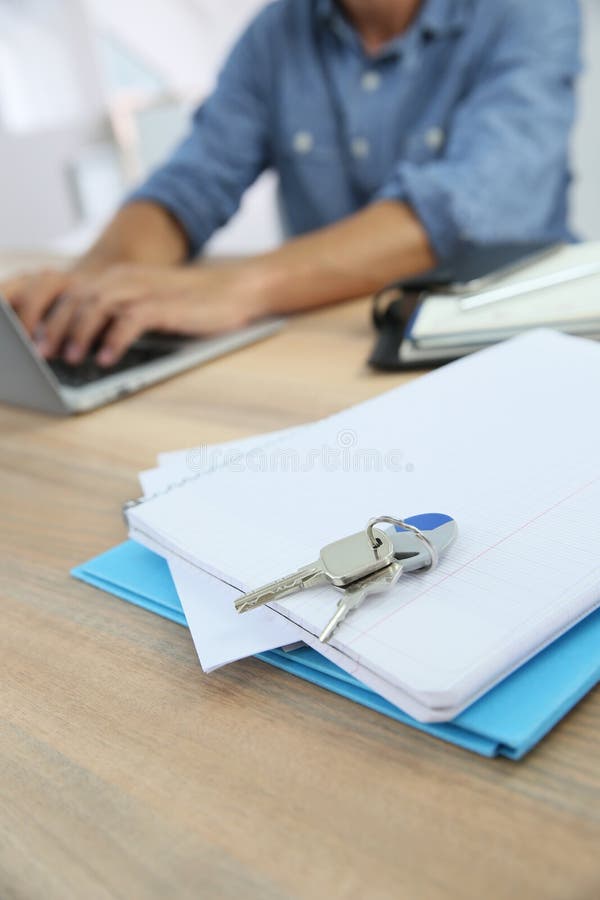 Closeup of Keys on Desk Office Stock Image - Image of house, business ...