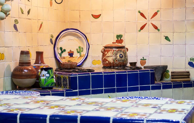 Closeup of Kitchenwares in Mexican Style Stock Photo - Image of circle ...