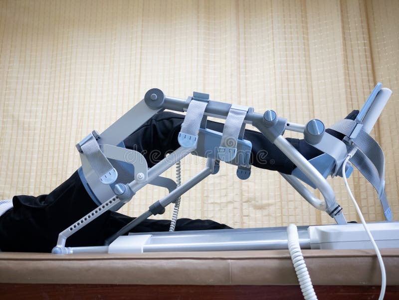 Knee CPM Device ,Rehabilitation after Knee Surgery Stock Image - Image ...