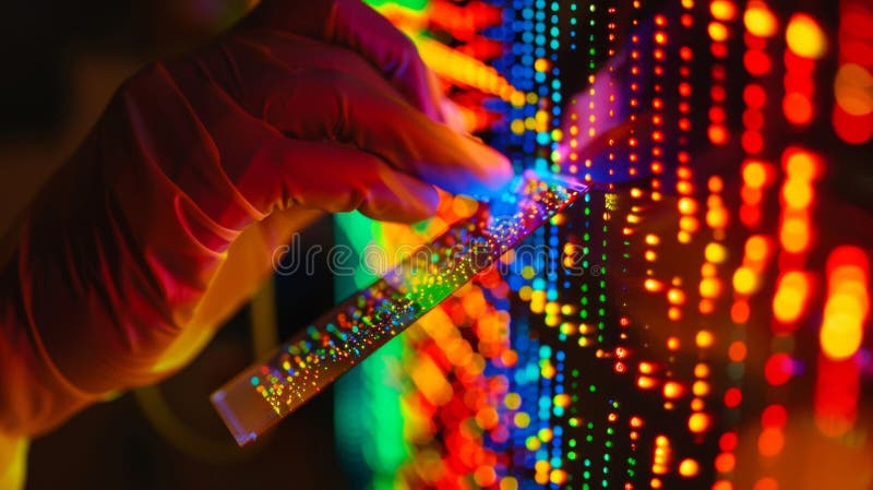A Closeup of a Lab Technicians Hands Holding a Microscope Slide with a ...