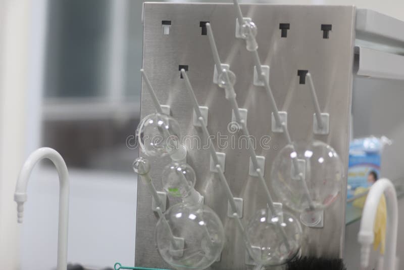Closeup of a Laboratory Drying Rack in the Lab Stock Photo - Image of ...
