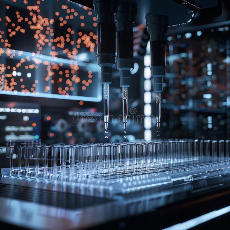 A Closeup of a Laboratory Setup for Drug Development Stock Illustration ...