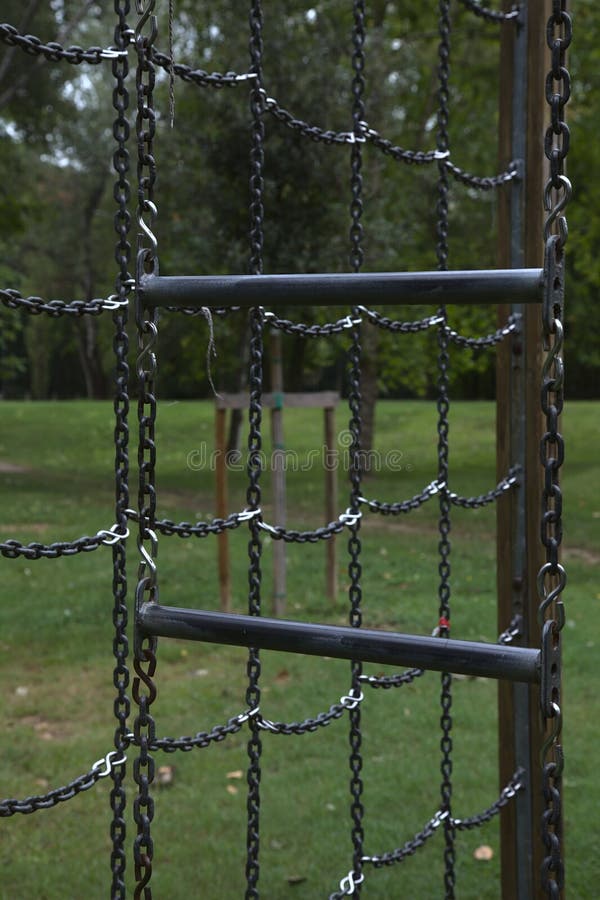 Closeup of a Ladder Made of Chains in a Public Playground Stock Image ...