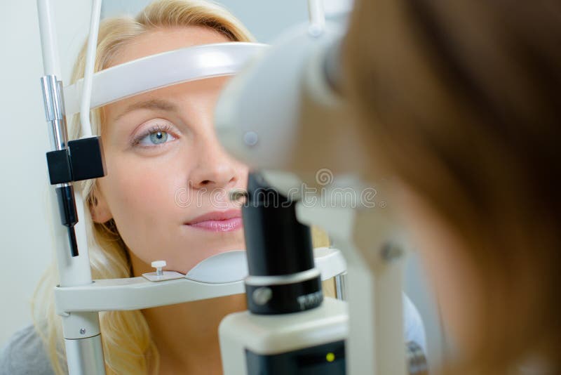 Closeup Lady Having Eye Test Stock Photo - Image of optician, measure ...