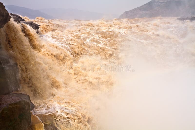 Hukou Waterfall of the Yellow River Stock Image - Image of tourist ...