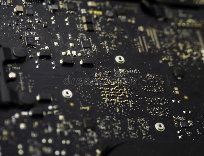 Closeup of Laptop Chip, Open Laptop, and Notebook for Repair. Details ...