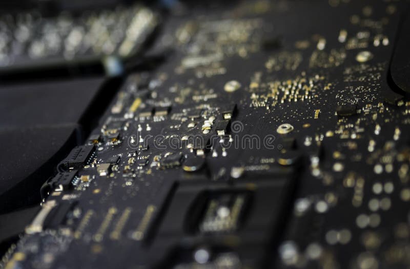 Closeup of Laptop Chip, Open Laptop, and Notebook for Repair. Details ...