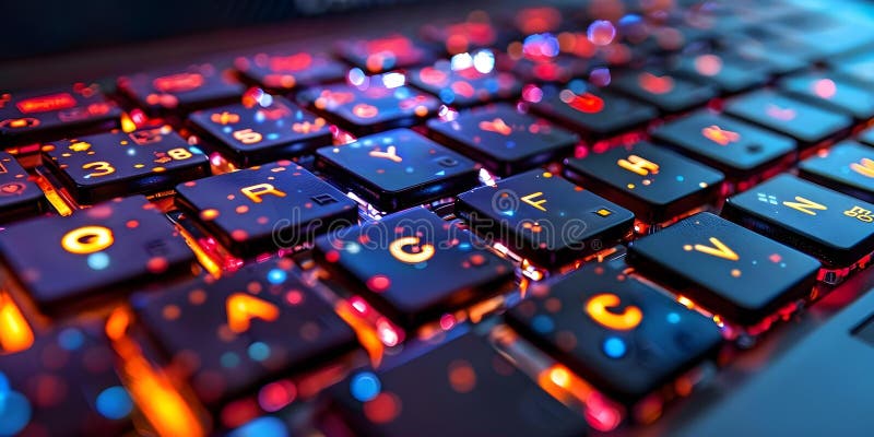 Closeup of a Laptop Keyboard with Health and Security Concept Words ...