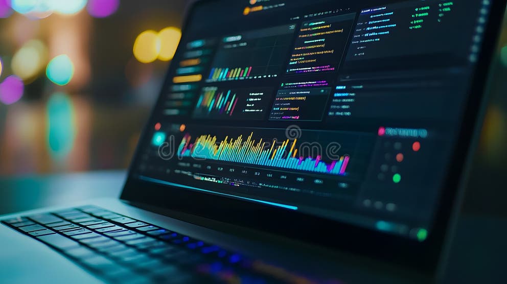 Closeup Laptop Notebook Device Screen Display Technology Office Work ...