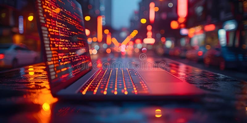 Closeup of a Laptop Screen Displaying Abstract Programming Code Icons ... Closeup of a Laptop Screen Displaying Abstract Programming Code Icons ...