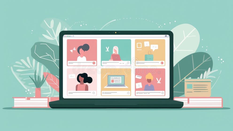 Closeup of a Laptop Screen Displaying a Collaborative Learning Platform ...