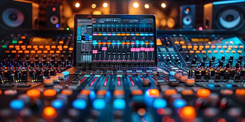 Closeup of a Laptop Screen Displaying a Digital Audio Workstation ...