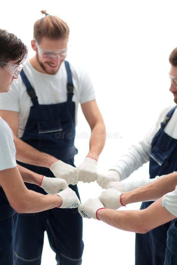Closeup.Large Group of Workers Standing in Circle Stock Photo - Image ...