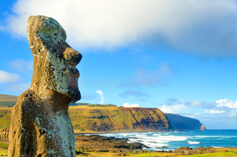 Closeup of Large Moai stock image. Image of nature, park - 82301521