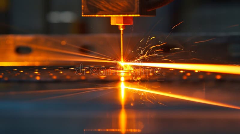 A Closeup of a Laser Beam Ting through Thick Metal Showcasing the ...