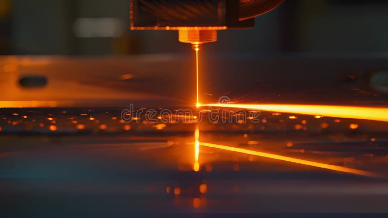 A Closeup of a Laser Beam Ting through Thick Metal Showcasing the ...