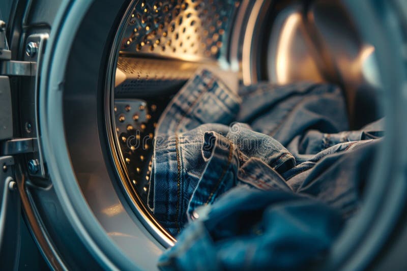 Closeup of the Laundry Process Clothes Being Transferred from Washer To ...