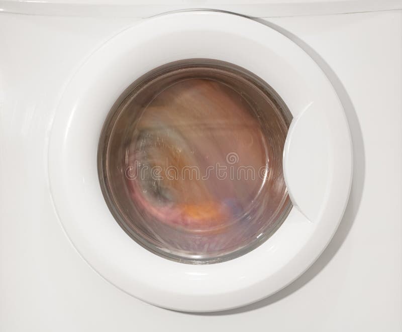 Closeup of Laundry Spinning in Washing Machine Stock Image - Image of ...