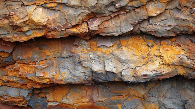 Closeup of Layered Rock Formations with Rusty, Orange, and Gray Hues ...