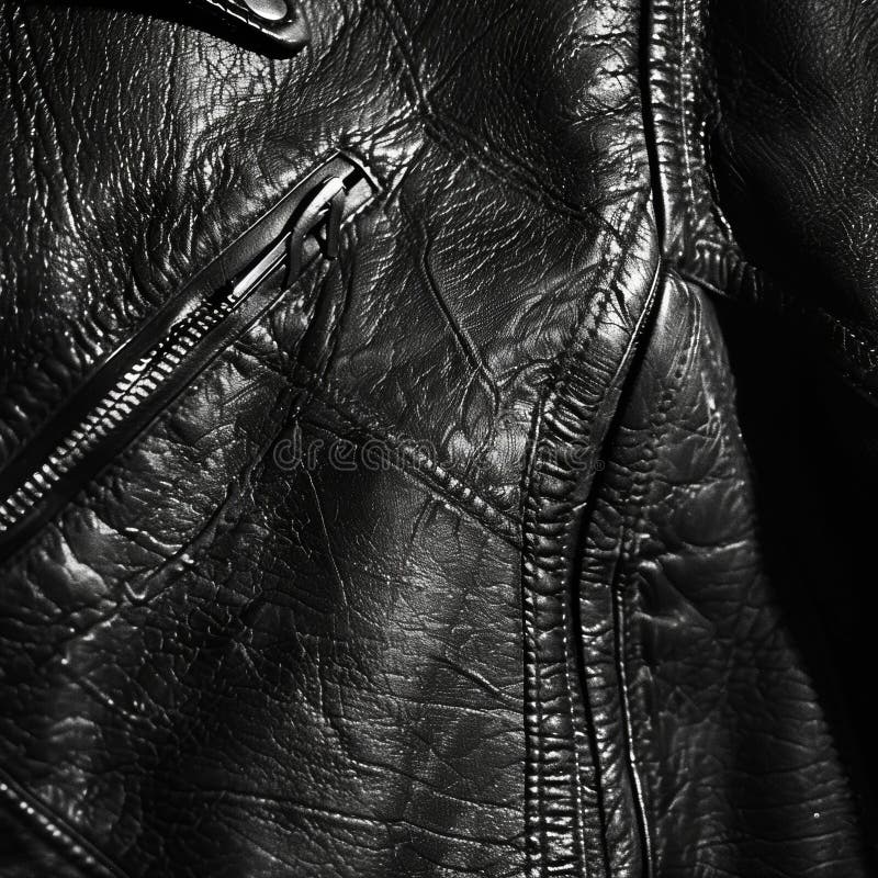 A Closeup of a Leather Jacket Highlighting Its Smooth Grainy Texture ...