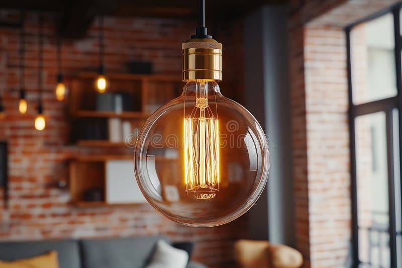 LED Filament Lamp in Loft Interior Setting Stock Illustration ...