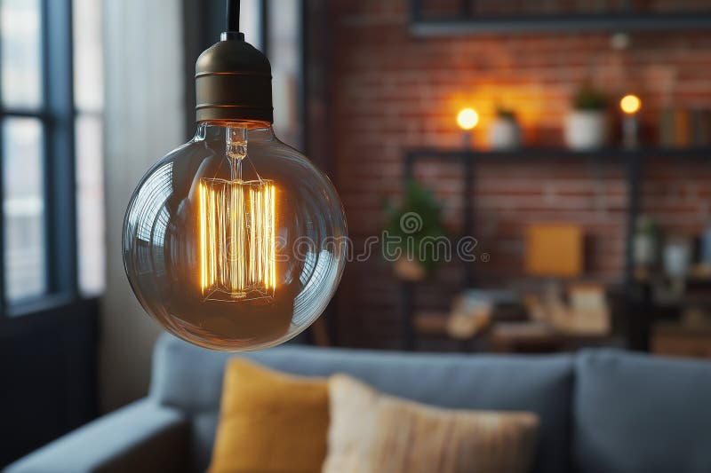 LED Filament Lamp in Loft Interior Setting Stock Illustration ...