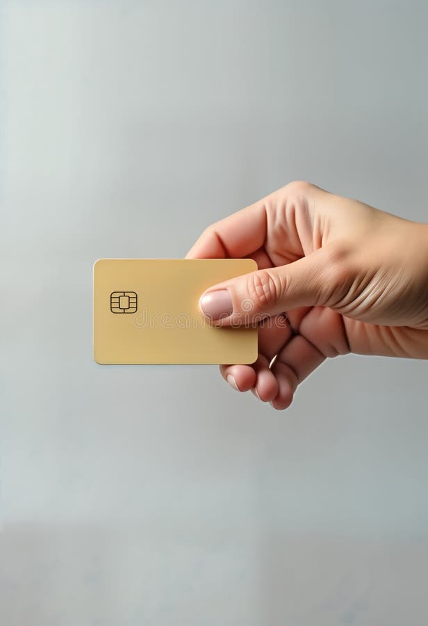 Closeup of Light Beige Credit Card Held in Light-skinned Hand. Card ...
