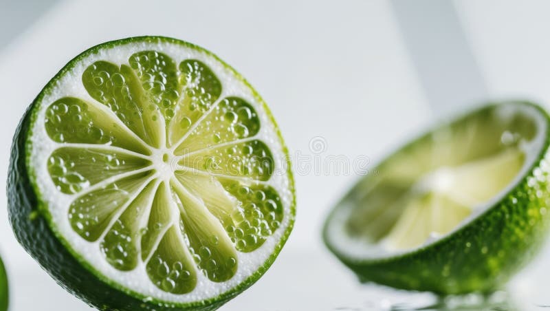 Closeup of Lime Cross Section Showing Texture and Bubbles Stock Image ...