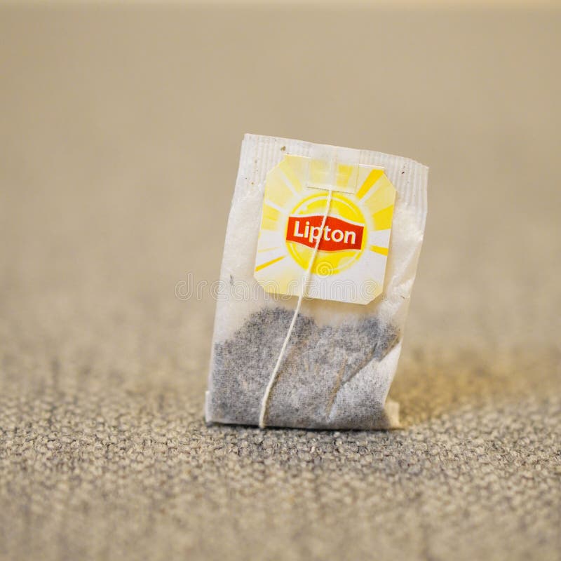 Closeup of Lipton Brand Black Tea Bag on the Table Editorial Stock ...