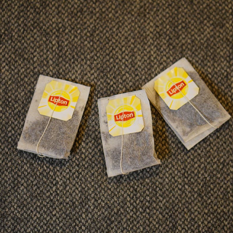 Closeup of Lipton Brand Black Tea in Bags on the Table Editorial Stock ...