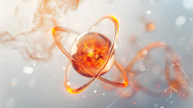 A Closeup of a Liquid Amber Sphere Inside an Atom, a Science Event ...