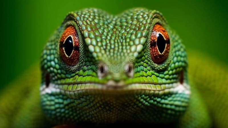 Closeup of a Lizard, Its Head and Face in Full Focus. Front View. AI ...