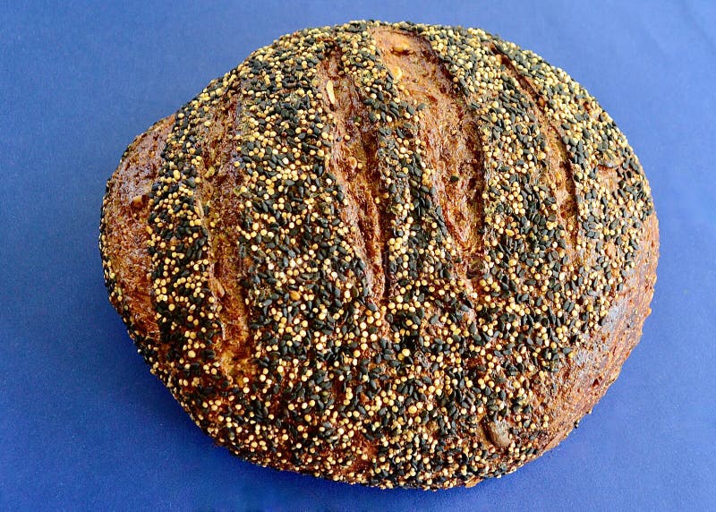 A Closeup of a Loaf of Ancient Grain Sourdough Miche Bread Stock Photo ...