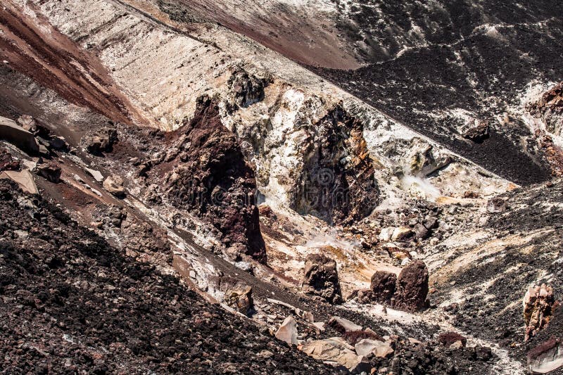 Rock Formations Inside a Volcano Crater Stock Photo - Image of rock ...
