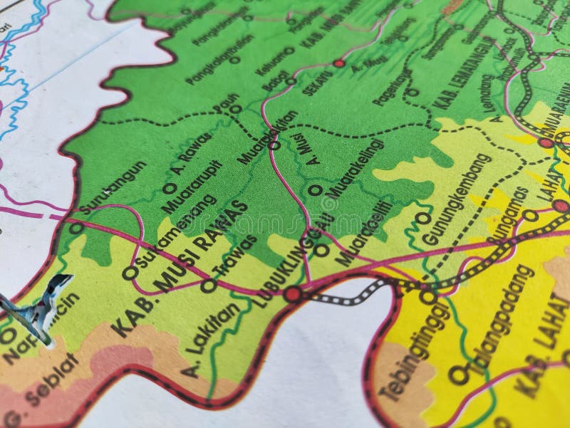 Lubuk Linggau Map and Major Cities Around it on Physical Map Stock ...