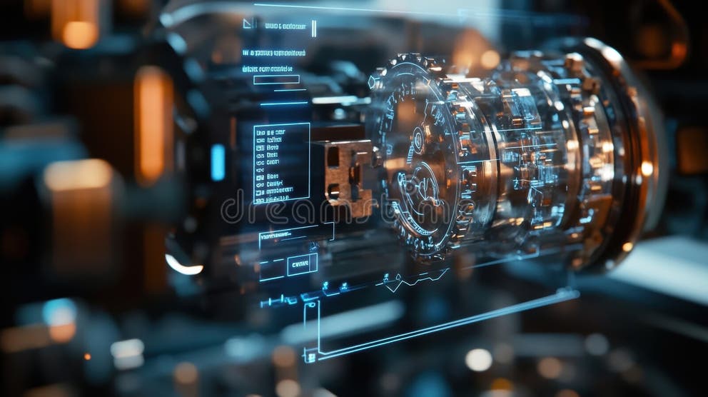 Closeup of a Machine Part Where Augmented Reality Displays Overlays ...