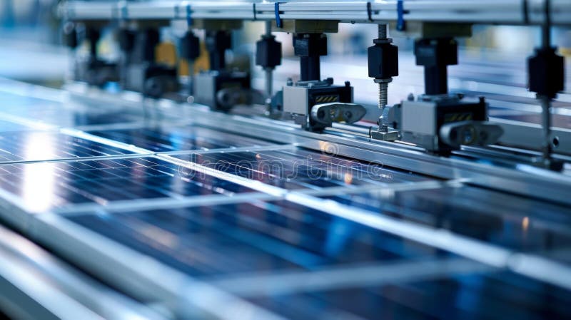 Closeup of a Machine Shaping and Molding Solar Panel Materials into ...