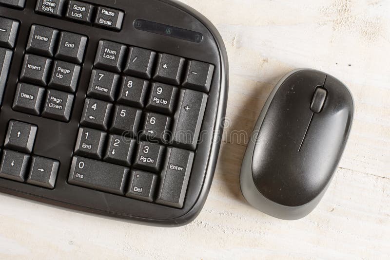 Closeup Macro Black Pc Keyboard with Black Wireless Mouse Stock Image ...