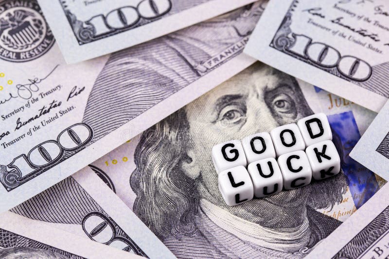 Dollars and Blocks with Word Good Luck Stock Image - Image of ...
