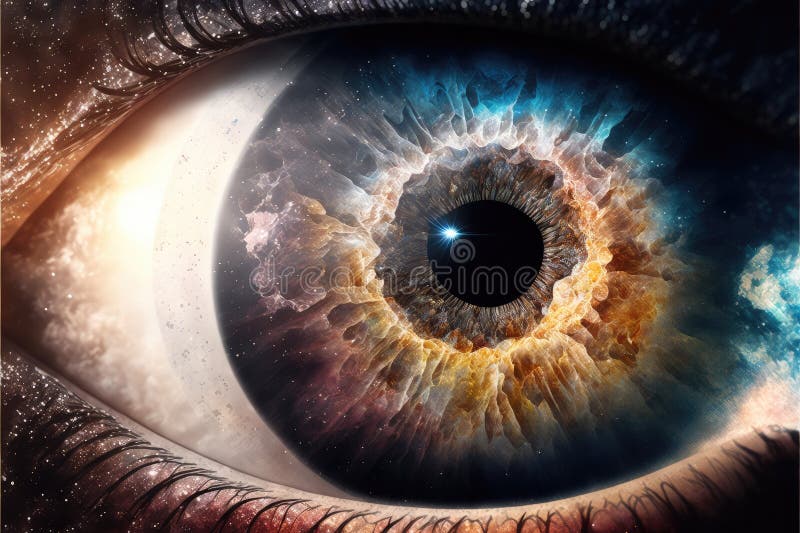 Closeup of Macro Galaxy in Glowing Sharp Eyesight Vision. Stock ...