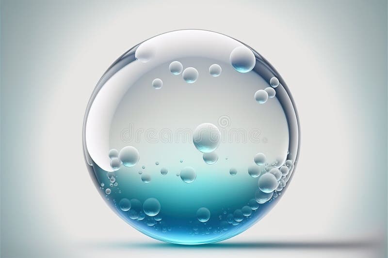 Closeup Macro Iridescent Round Water Sphere with Air Bubbles Stock ...