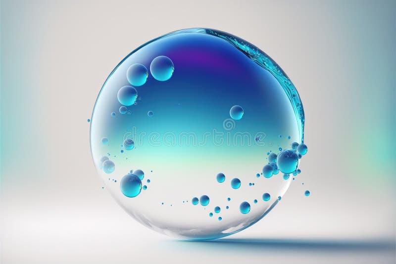 Closeup Macro Iridescent Round Water Sphere with Air Bubbles Stock ...