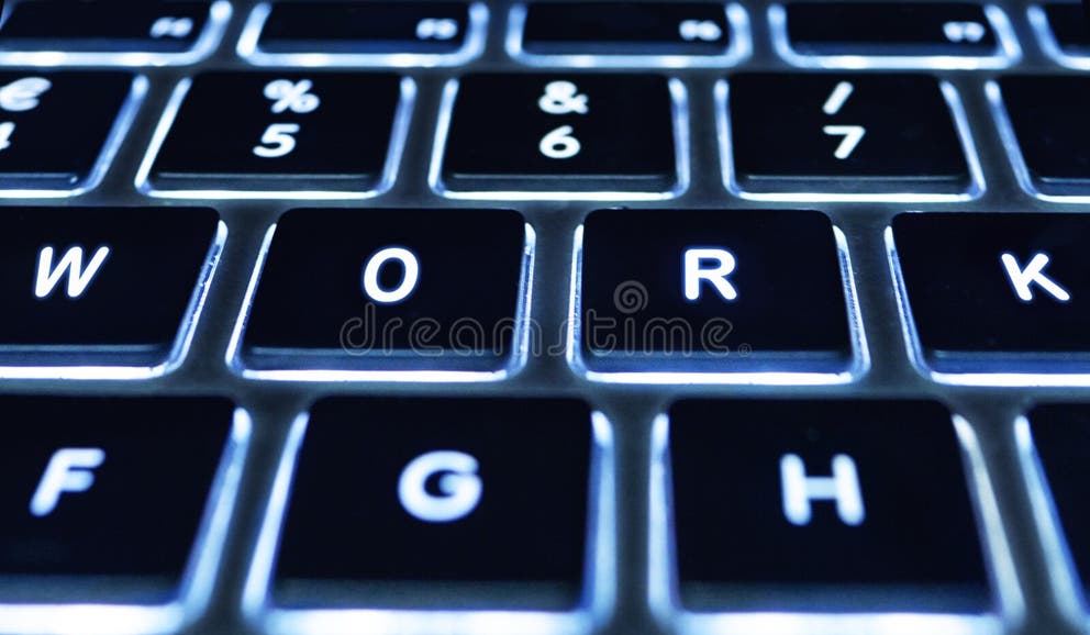Closeup Macro, Laptop and Keyboard with Shine, Backlit or Technology ...