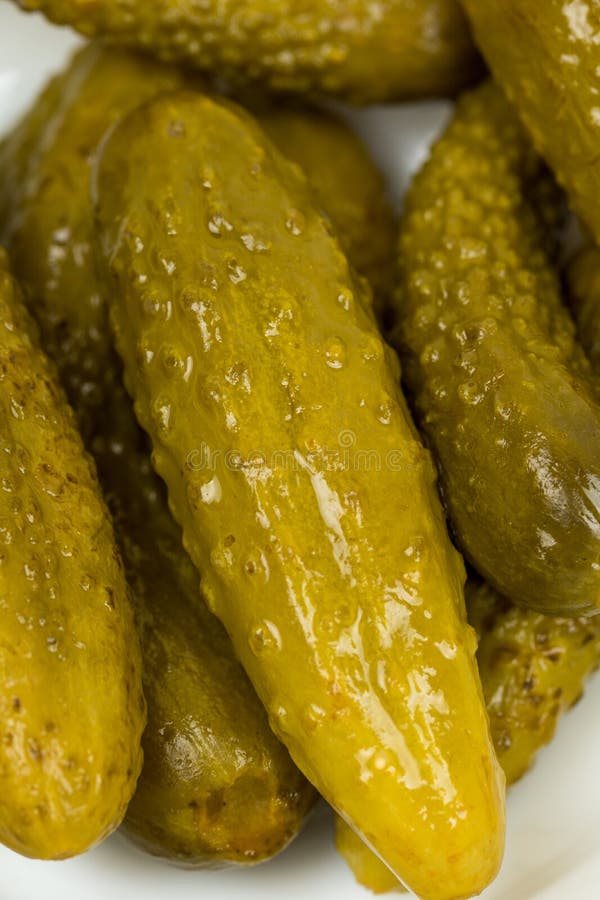 Pickles in the Bowl and Pickle on the Fork Stock Image - Image of ...
