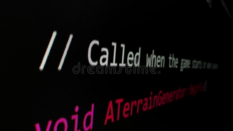 Closeup Macro Shot Movement Of Coding Script Moving Across Led Screen