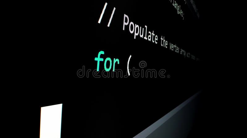 Closeup Macro Shot Movement of Coding Script Moving Across LED Screen ...