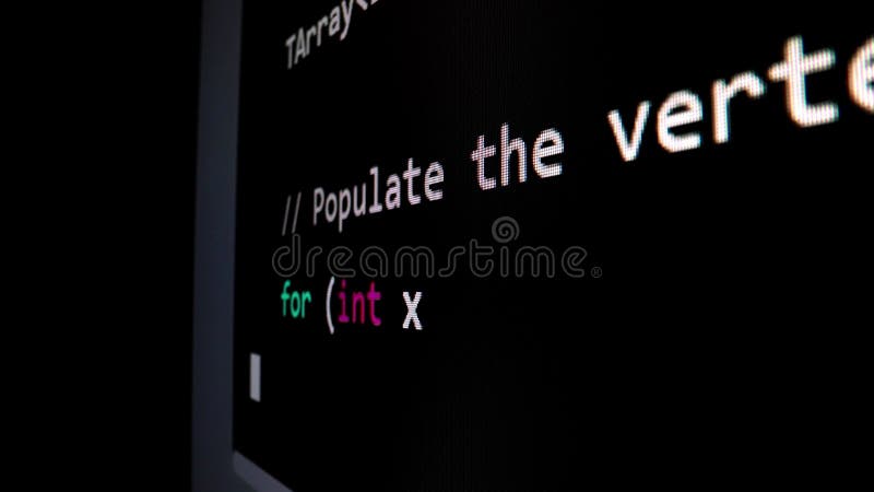 Closeup Macro Shot Movement Of Coding Script Moving Across Led Screen